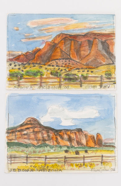 Watercolor Double Sedona, Arizona Landscape by Maine Artist Elena Jahn ...