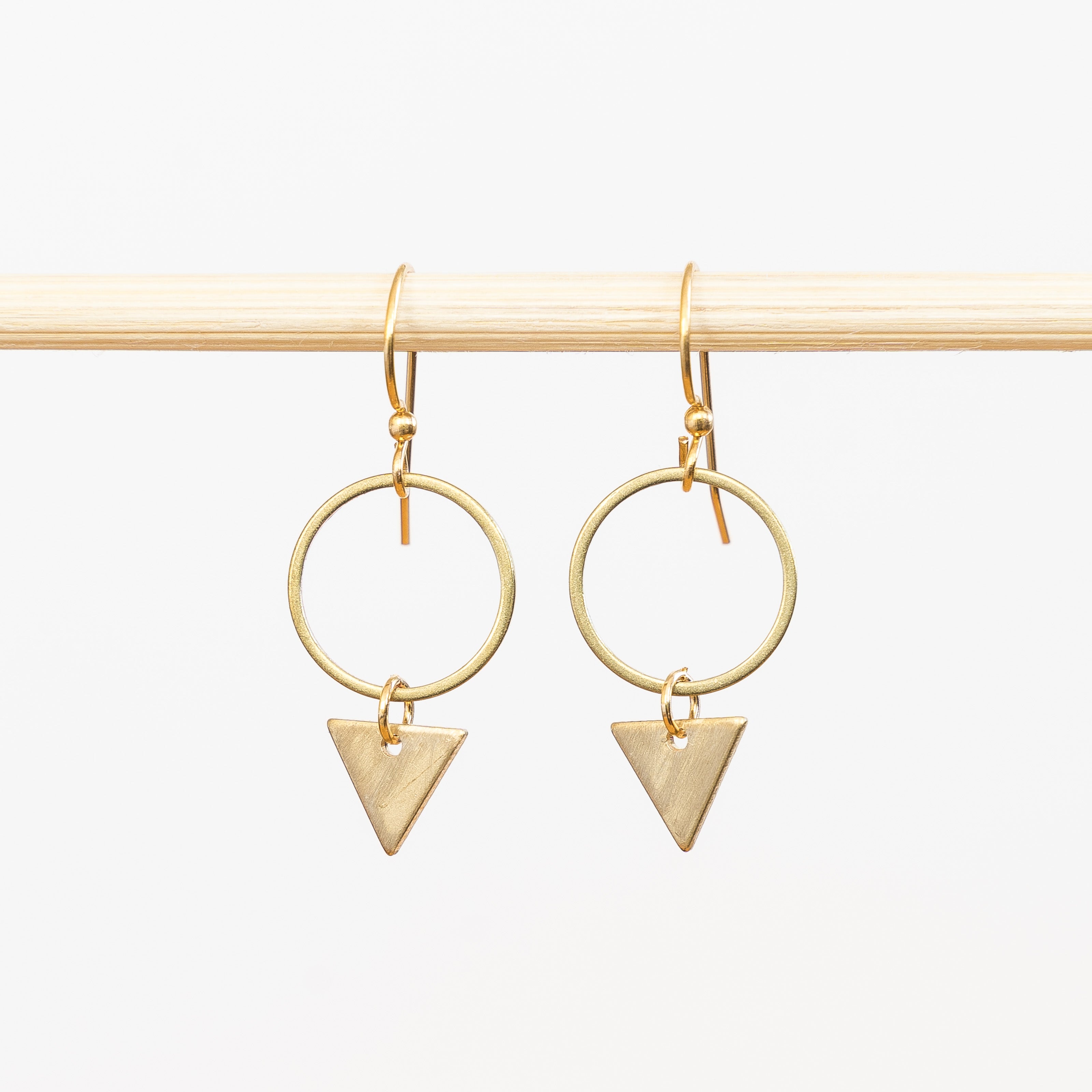 Brass Triangle Drop Earrings – Venn + Maker