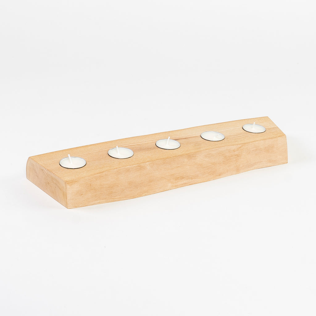 Triple Candle Holder | Solid Ash Live-edge Wood Candle Runner – Venn ...