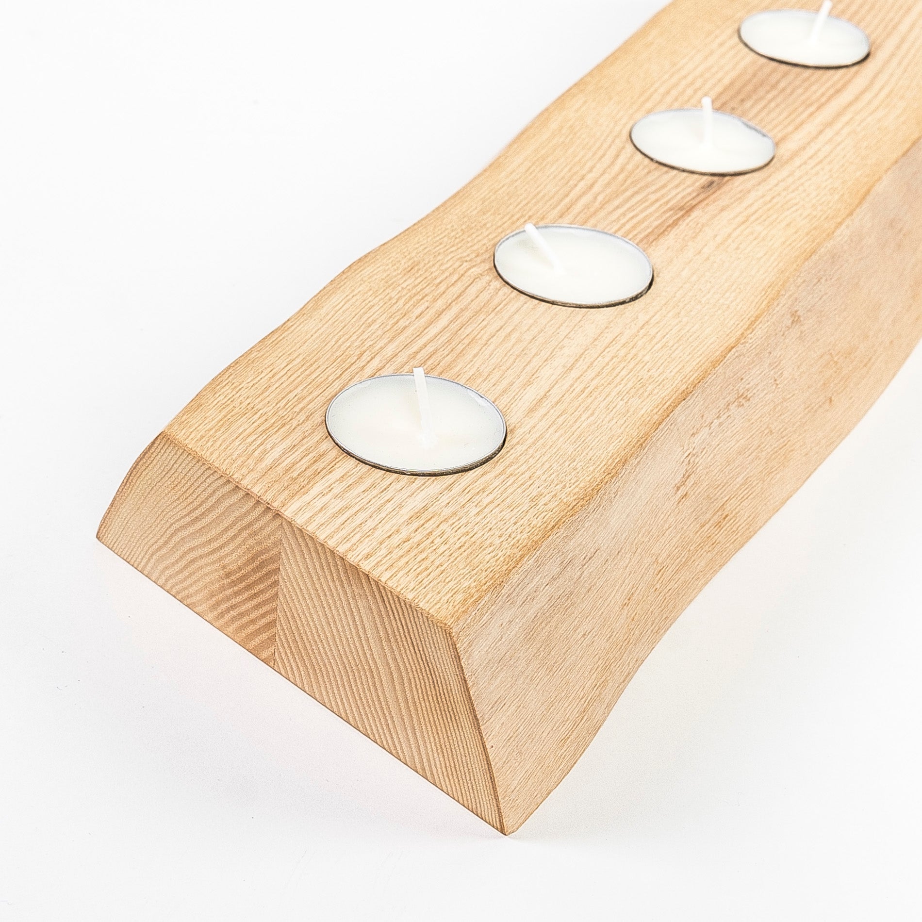 Triple Candle Holder | Solid Ash Live-edge Wood Candle Runner – Venn ...